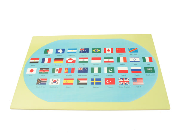 Montessori Material World Map, Flags and a Stand – Pink Montessori