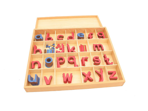 Montessori Material Small Movable Alphabets with Box – Pink Montessori